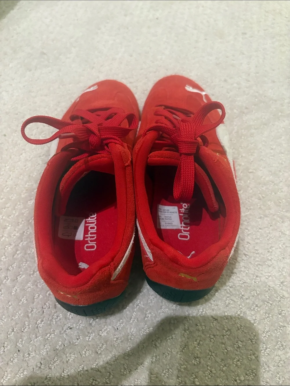 Puma | Shoes | Puma Red Suede Sneakers With White Formstripe And Gold ...